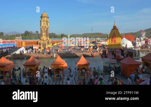 Haridwar, Uttarakhand, India - 10th April 2021 : Hindu devotees bathing ...
