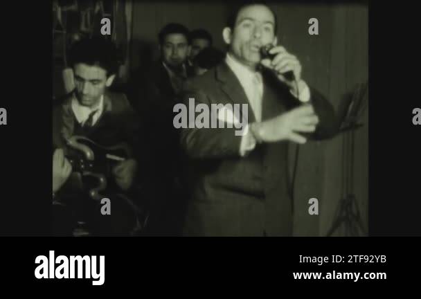 PALERMO, ITALY MAY 1964: Singer in the 60s. Images in black and white ...