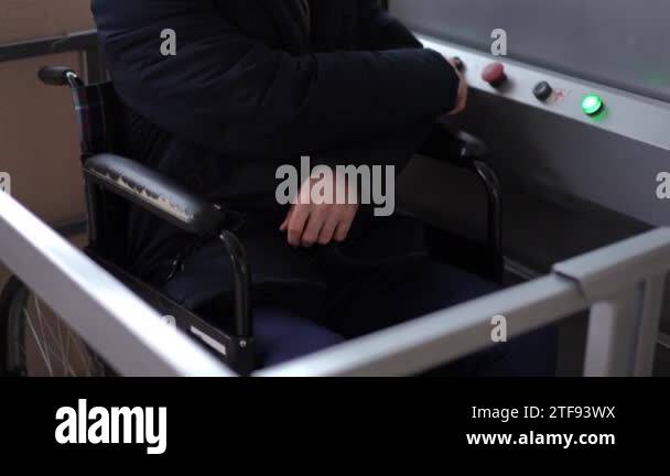 Elevator platform for people with disabilities moving down and ...