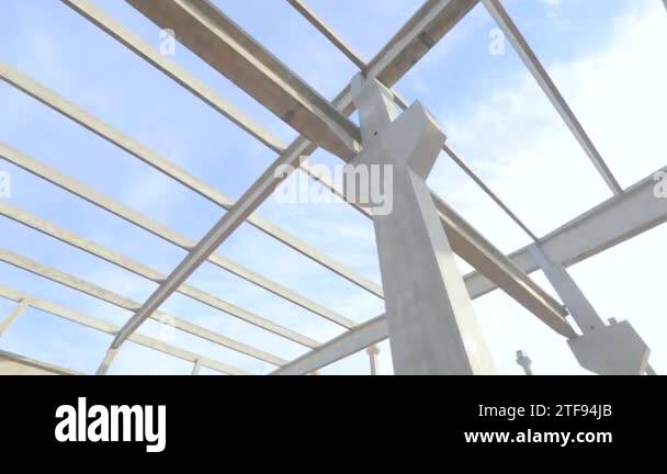 Reinforced concrete roof. Reinforced concrete structure against the sky ...