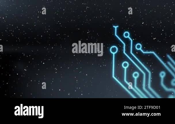 Digital animation of microprocessor connections and white particles ...