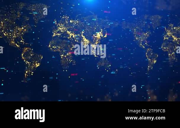 3D Animation loop of space world map and stock indexes Digital ... 3D Animation loop of space world map and stock indexes Digital ...