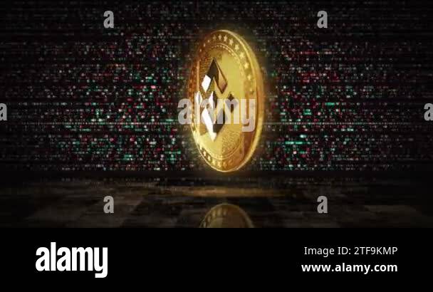 Binance BNB stablecoin cryptocurrency gold coin on digital screen ...