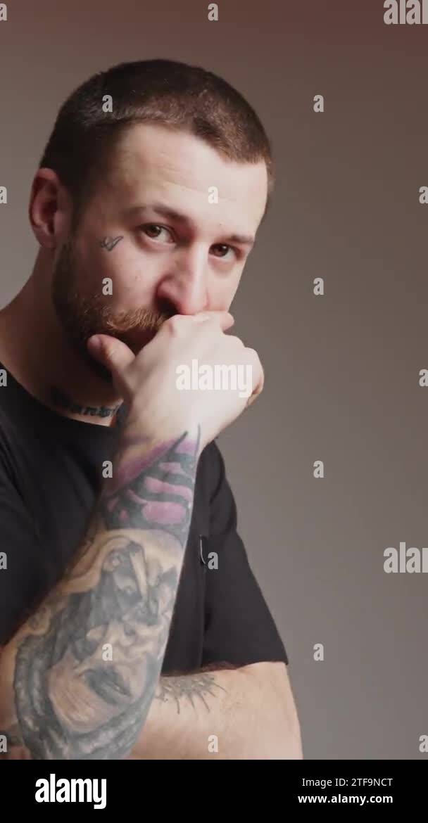 Closeup portrait handsome tattooed Stock Videos & Footage - HD and 4K ...