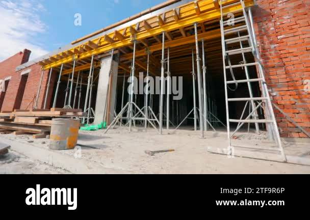 The process of creating a floor. Formwork flooring. Exterior of a ...