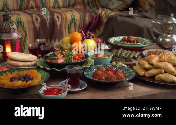 Eid mubarak, Ramadan table. Festive traditional Middle Eastern Muslim ...