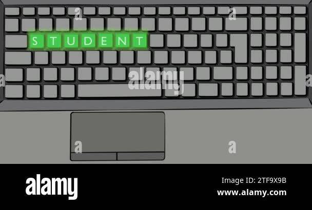 Student word on computer keyboard. Keypad with colored keys on laptop ...