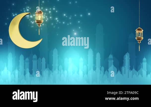 The holy month of Muslims, Ramadan. Golden Moon, stars and Ramadan ...