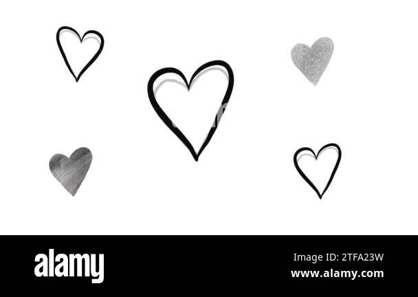 Chaos handdrawn heart animation. Tile animation with hearts. Set of ...