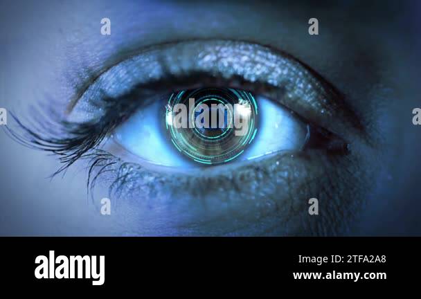 4k HUD Eye Scan Technology Interface Animation Blue human eye Loop ...
