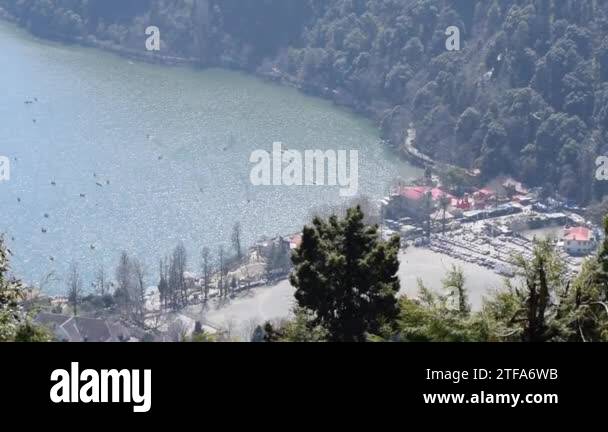 Full view of Naini Lake during evening time near Mall Road in Nainital ...