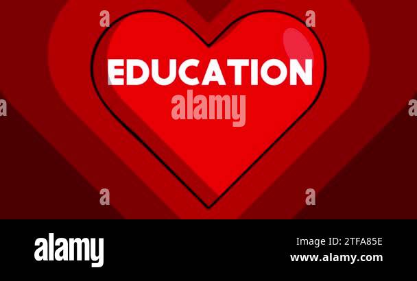 Heart Shape with Education text, Red beating Love symbol. Life, Health ...