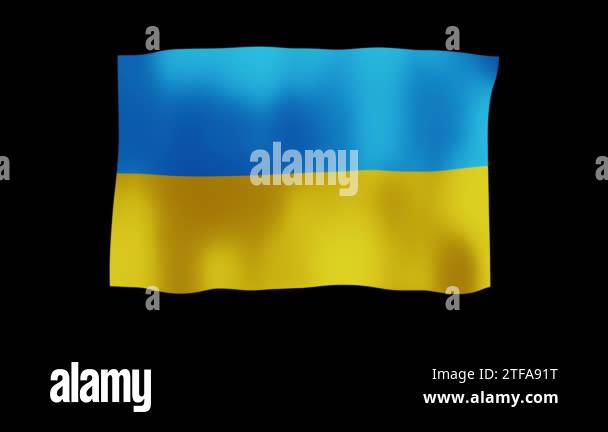 National flag of Ukraine on black background for cutting. 4K animation ...