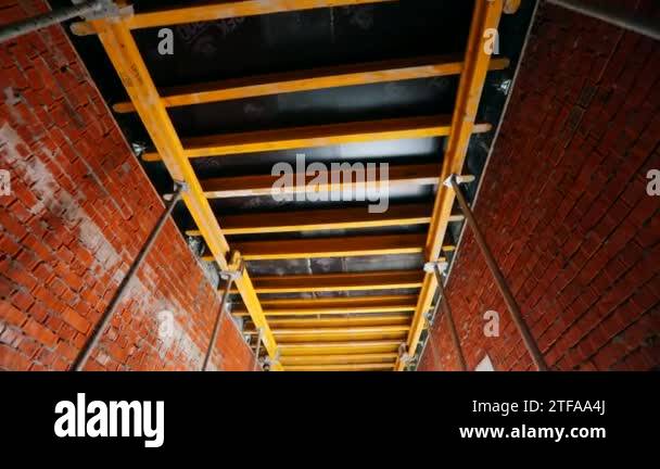 The process of creating a floor. Formwork rack. Formwork flooring ...