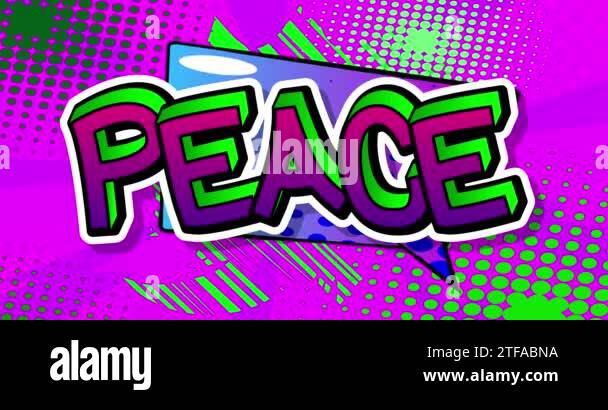 Peace. Motion poster. 4k animated Comic book word text moving on ...