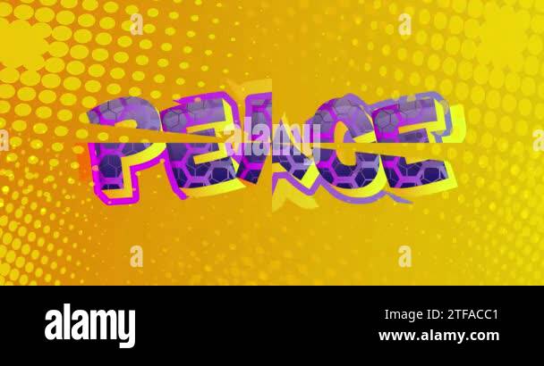 Peace. Motion poster. 4k animated Comic book word text moving on ...