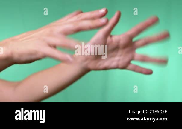 Frightening Hand Gestures on Empty Isolated Green Chroma Key Background ...