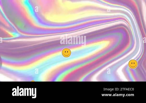 Animation of emoji icons over moving background. social media and ...