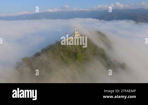8K 7680x4320 60p.World's highest mosque above the clouds.Islamic azan ...