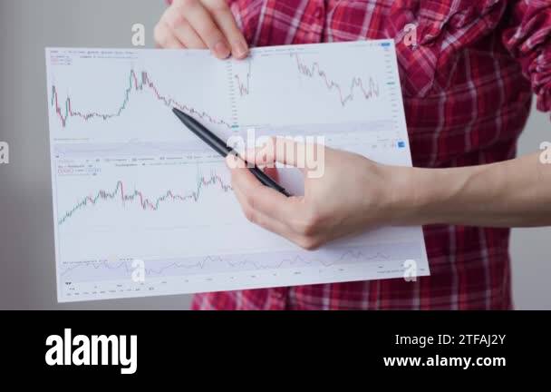 Women hand and graph chart with falling trend Stock Video Footage - Alamy