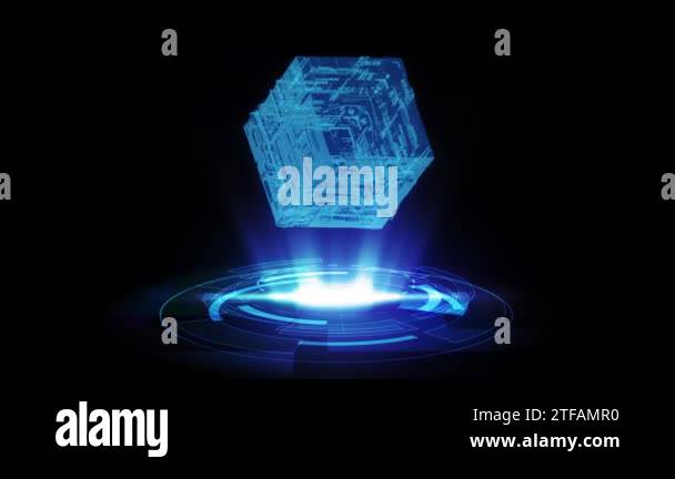 Seamless Loop Digital Technology Futuristic Circuit Box Chain Cube ...