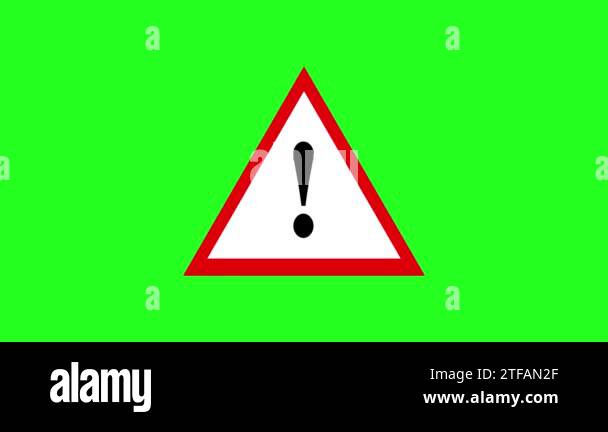 Attention sign icon with chroma key animation. Hazard Warning Triangle ...