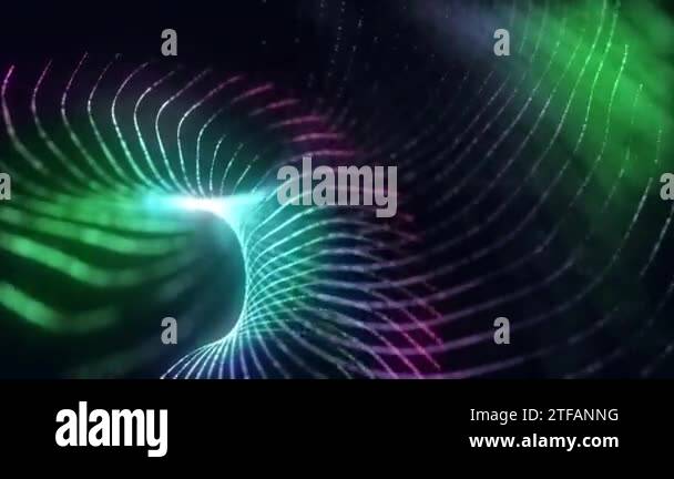 Digital background with moving glowing particles. Futuristic hi-tech ...