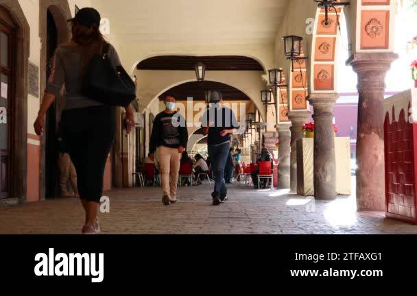 Tlaxcala, Mexico - January 2022: People walking through the center of ...