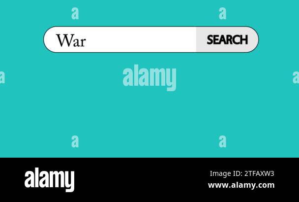 Virtual search bar with the text War. Businessman pushing his right ...