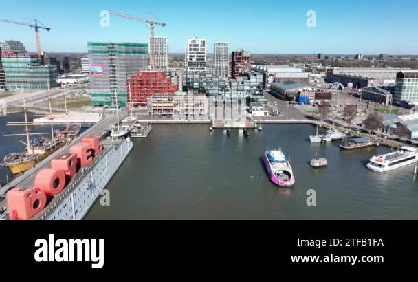 Amsterdam, 19th of March 2022, The Netherlands. NDSM ferry arriving ...