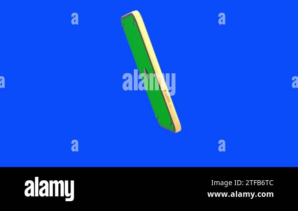 Phone with green screen and marks for tracking on violet very peri ...