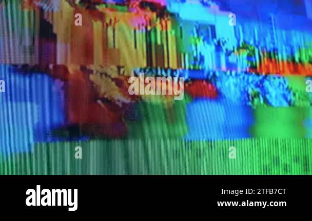 Video Signal Damage, Glitch, Error, Color Noise, Pixels on an Old TV Screen. 4K Stock Video ...