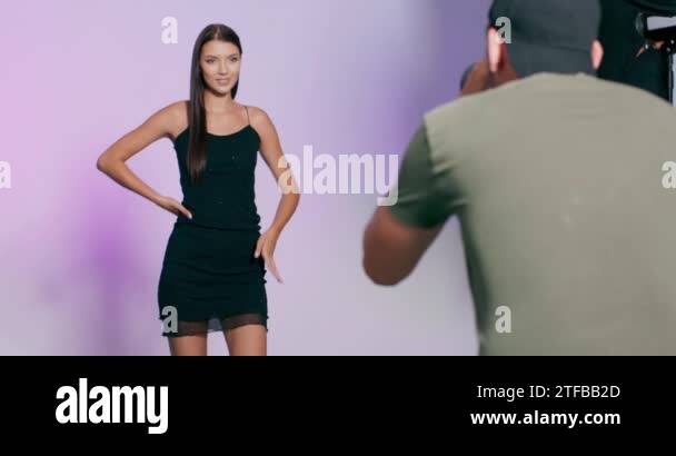 Backstage of the Photo Shoot: Beautiful Caucasian Model, in a Moment ...