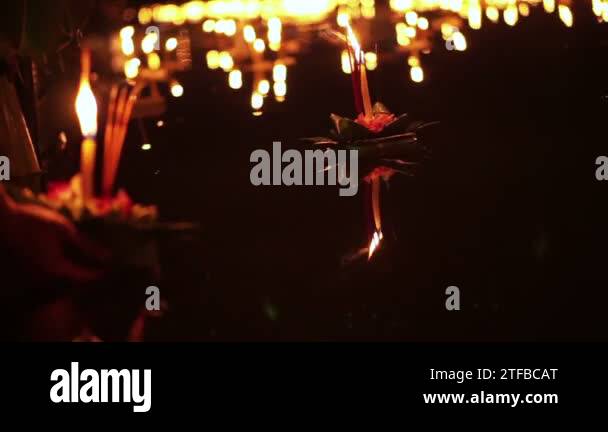 Loi Krathong Festival in Chiangmai, Thailand. Hand releasing floating ...