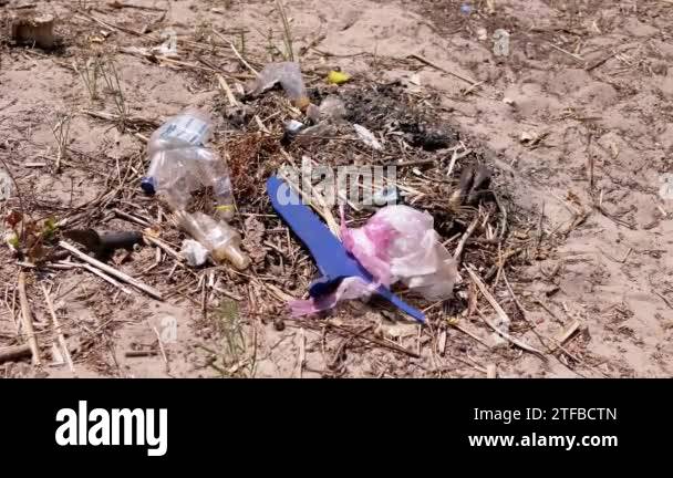 Discarded Garbage from Plastic Bottles, Plastic Bags in Sun in Forest ...