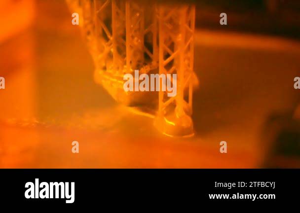 Stereolithography DPL SLA 3d printer create and liquid drips, platform ...