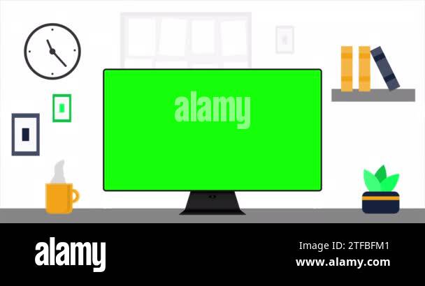 Modern interior of Workplace room, office or cabinet animation. Office ...