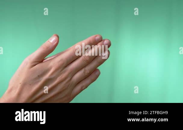 Female Hands Clapping their Hands on Empty Isolated Green Chroma Key ...