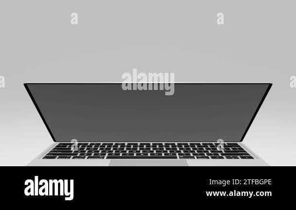 Grey laptop with green screen video. Notebook with place for ...