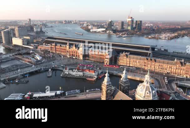 Amsterdam downtown city center central station landmark in The ...