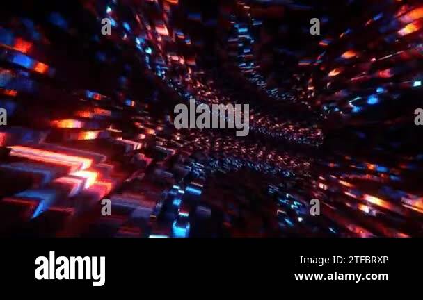 Abstract loop glow red blue digital flying lines motion and illuminated ...