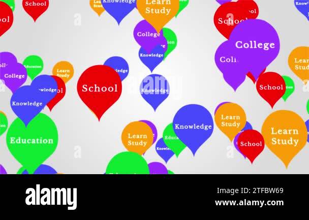 3D 4K Education word cloud flying through Subjects Green Screen Loop ...