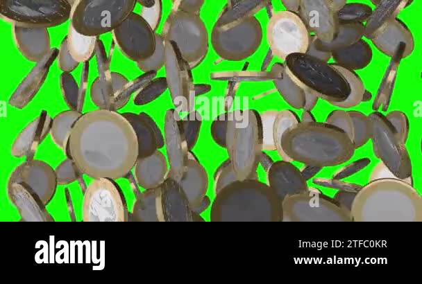 Euro Coin symbols of the European currency Euro rotate and turn. The ...