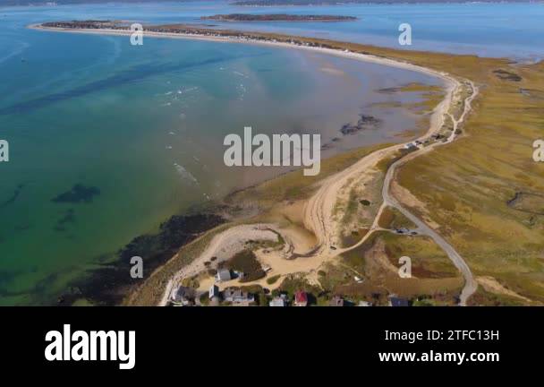 Gurnet Lighthouse and village of Gurnet Point aerial view in fall at ...