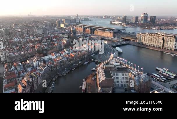 Amsterdam downtown city center central station landmark in The ...