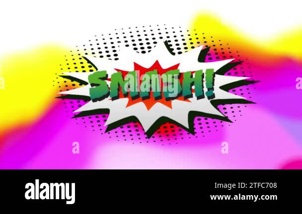 Animation of comic 5 options text over multiple comic speech bubbles ...