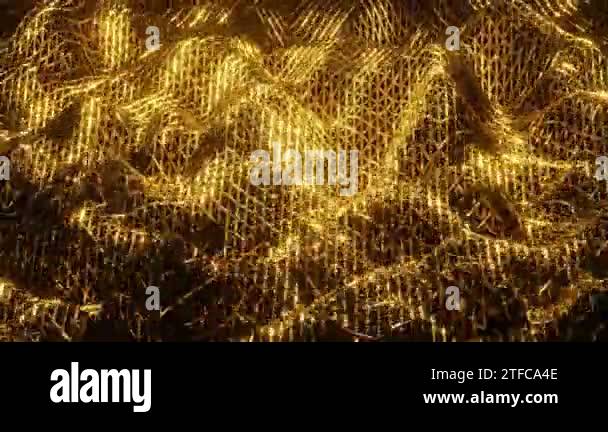 Moving shinny golden wire net wave 3d Animation in Seamless Looping ...