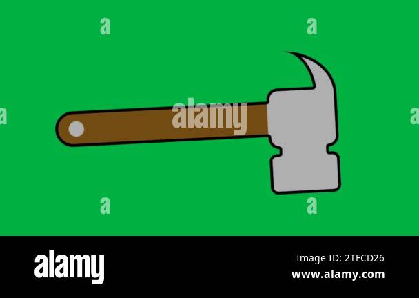 Hammer animation isolated on green screen for labour day. Green screen ...