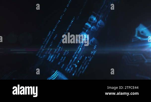 Cyber security, network protection and digital data with shield symbol ...