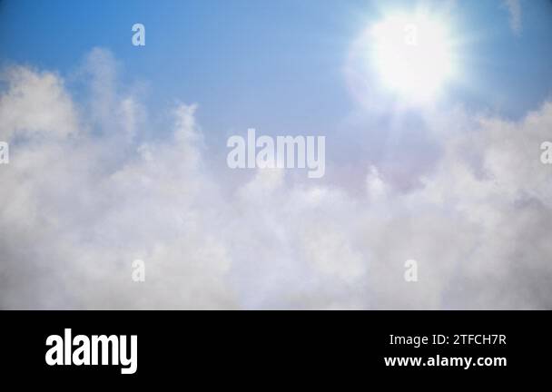 Flying through clouds. Seamless Loop.Blue sky with clouds and sun.4K ...